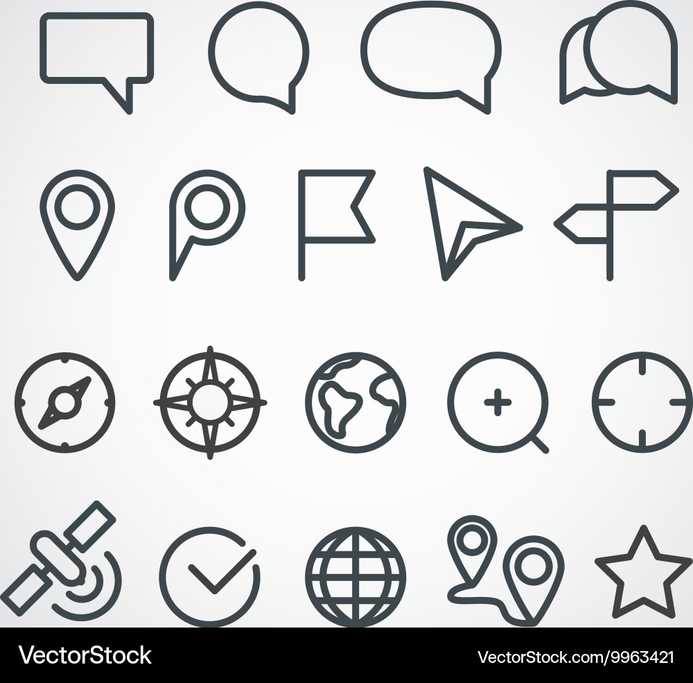 Map Icon Collection Royalty Free Vector Image - VectorStock