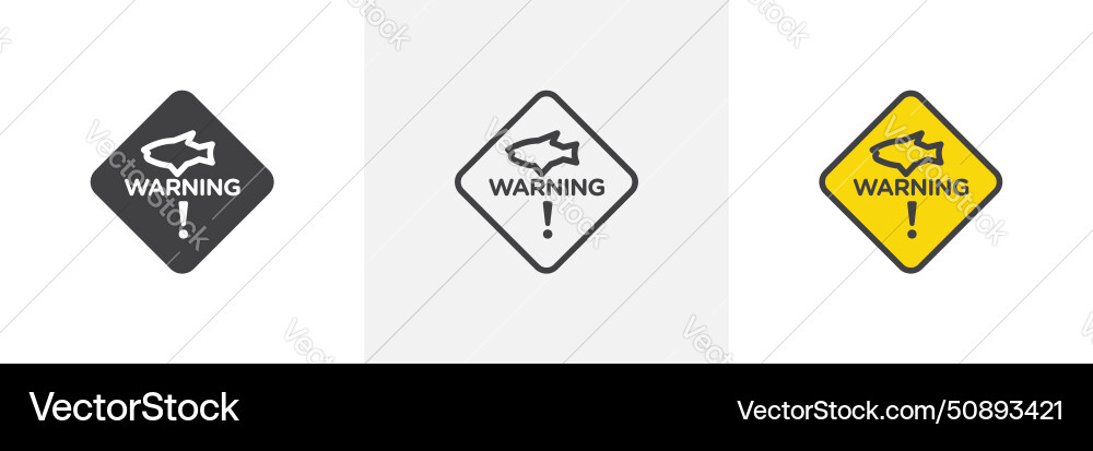 Shark warning sign icon set caution for marine Vector Image