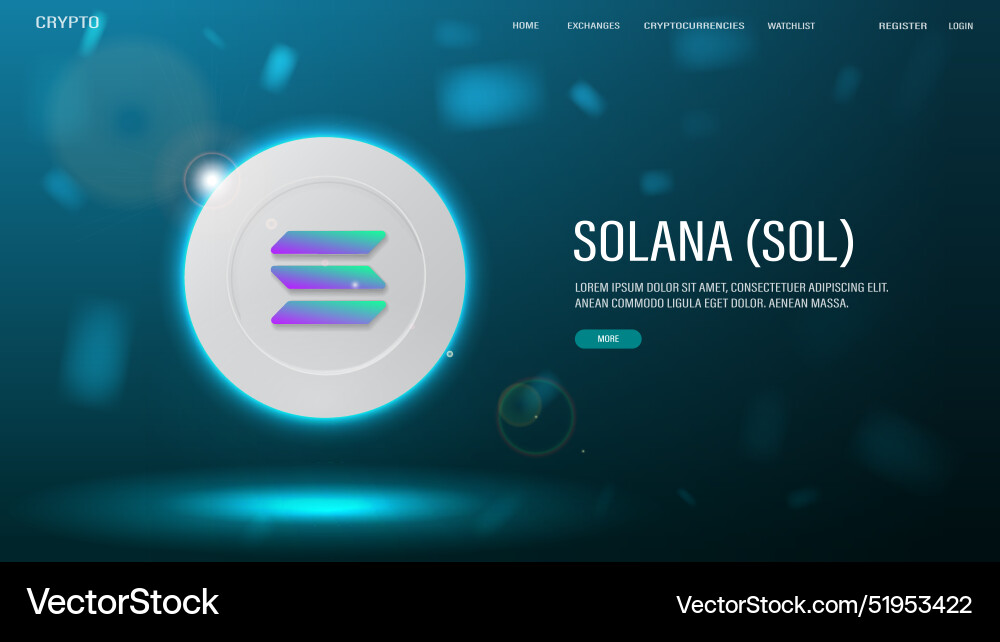 A web banner with bright neon solana sol logo Vector Image