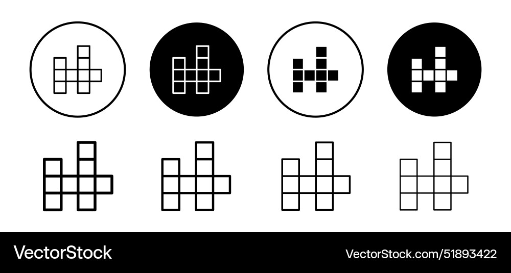 Crossword icon set collection outline Royalty Free Vector