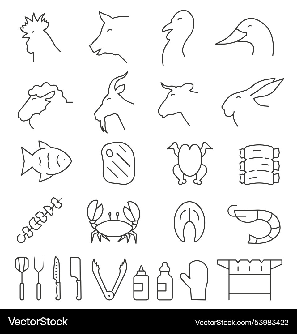 Different meat a set of meats Royalty Free Vector Image