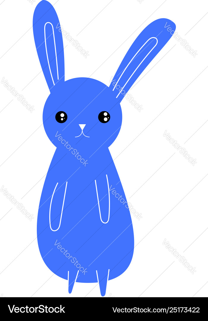 Drawing a blue-colored rabbit or color Royalty Free Vector