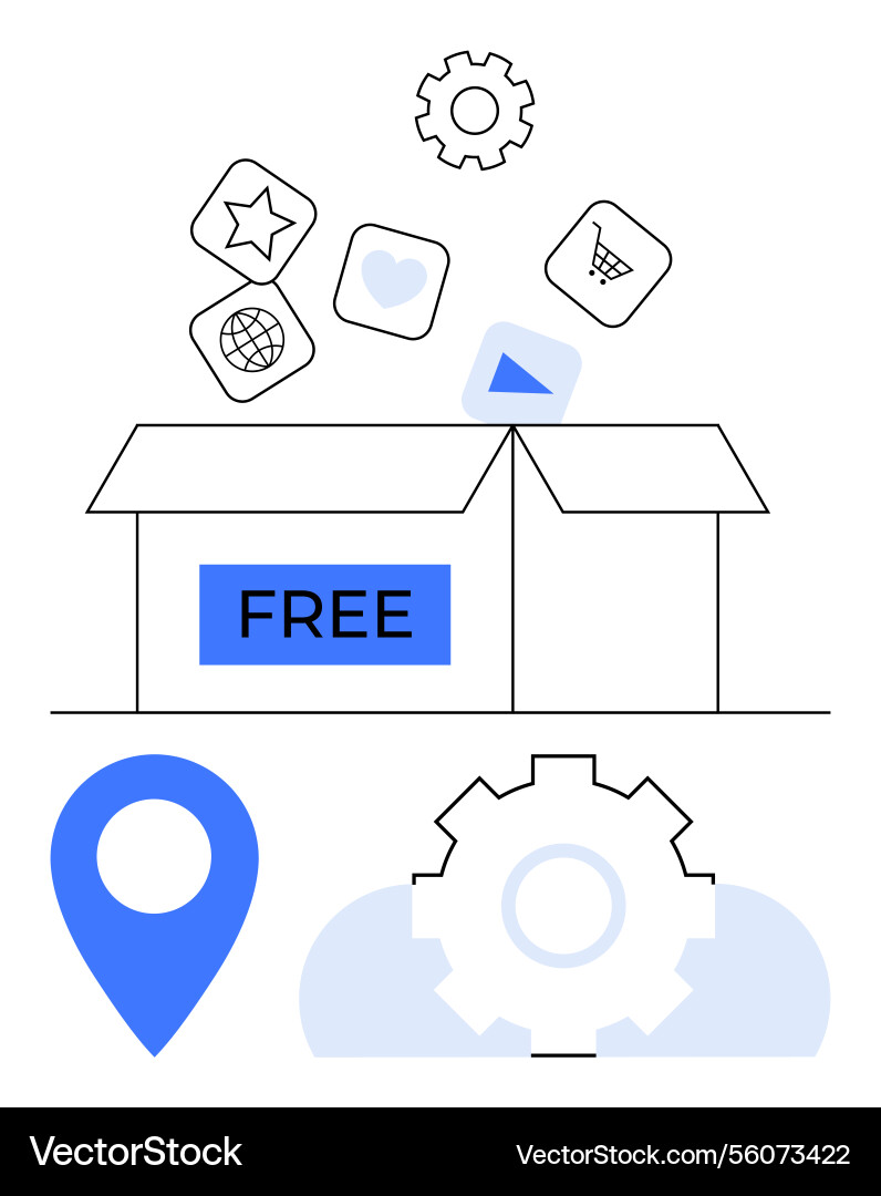 Open box with free digital tools including gears Vector Image
