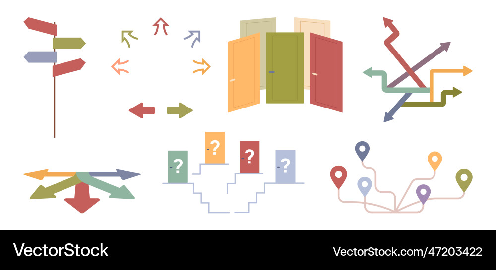 Path choice icons for multiple direction solutions