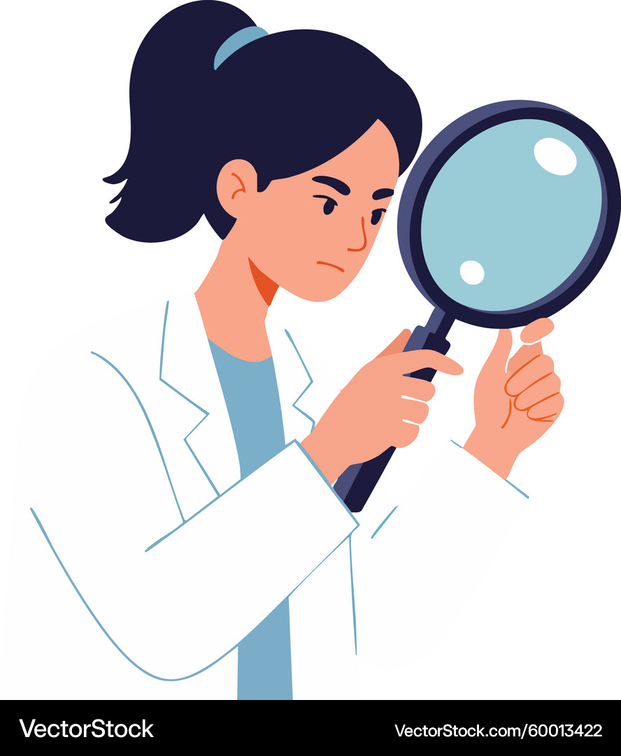 Scientist Examining Object with Magnifying Glass – Royalty-Free Vector ...