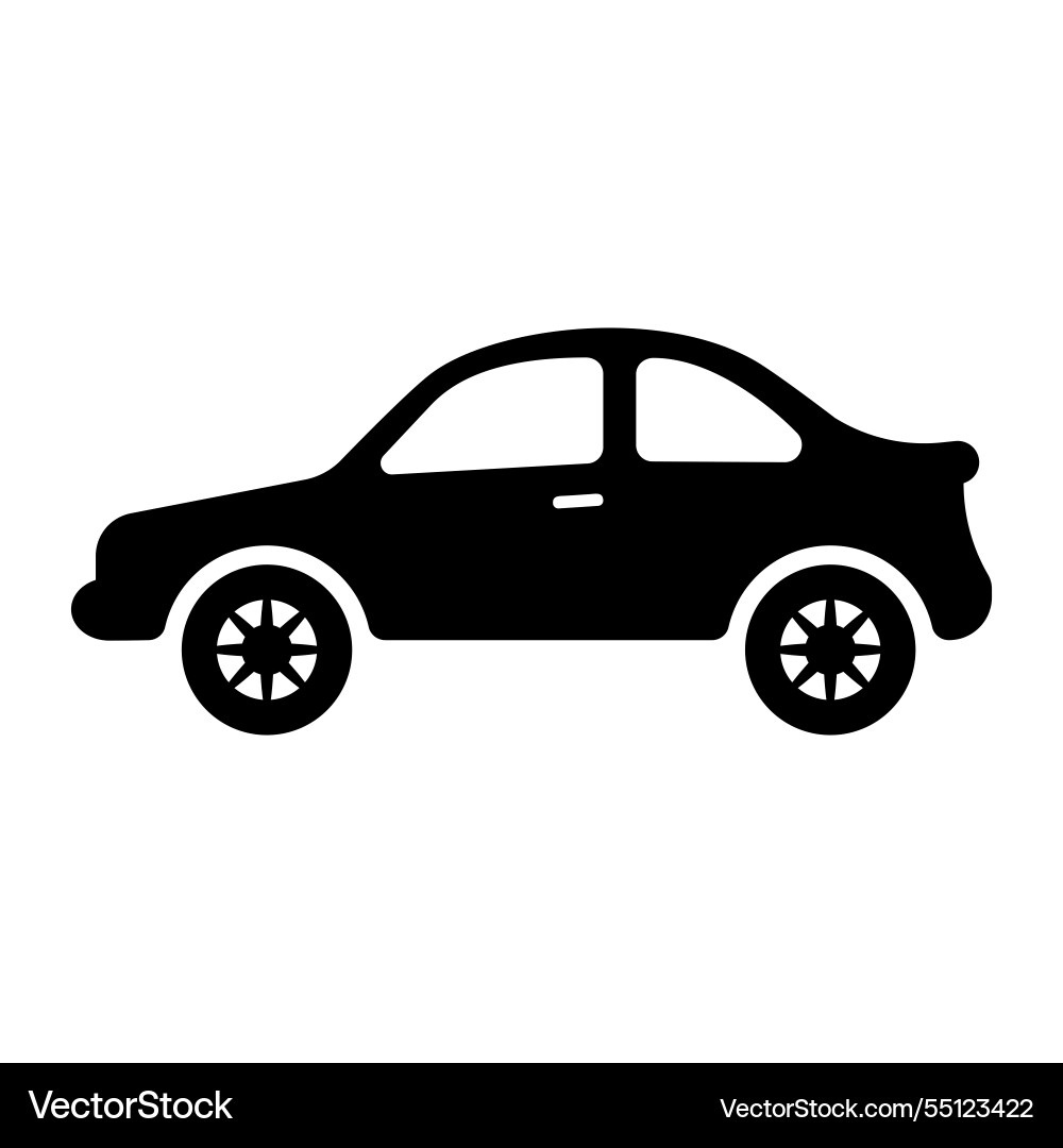 Simple black car icon side view two-door Vector Image