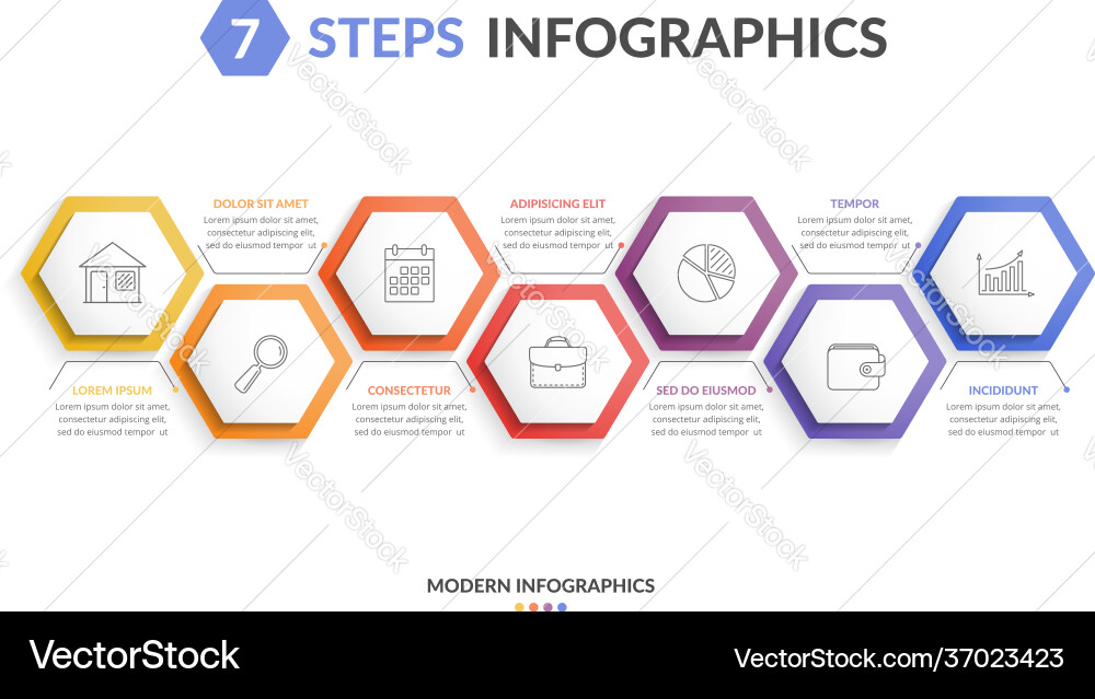 7 steps infographics Royalty Free Vector Image