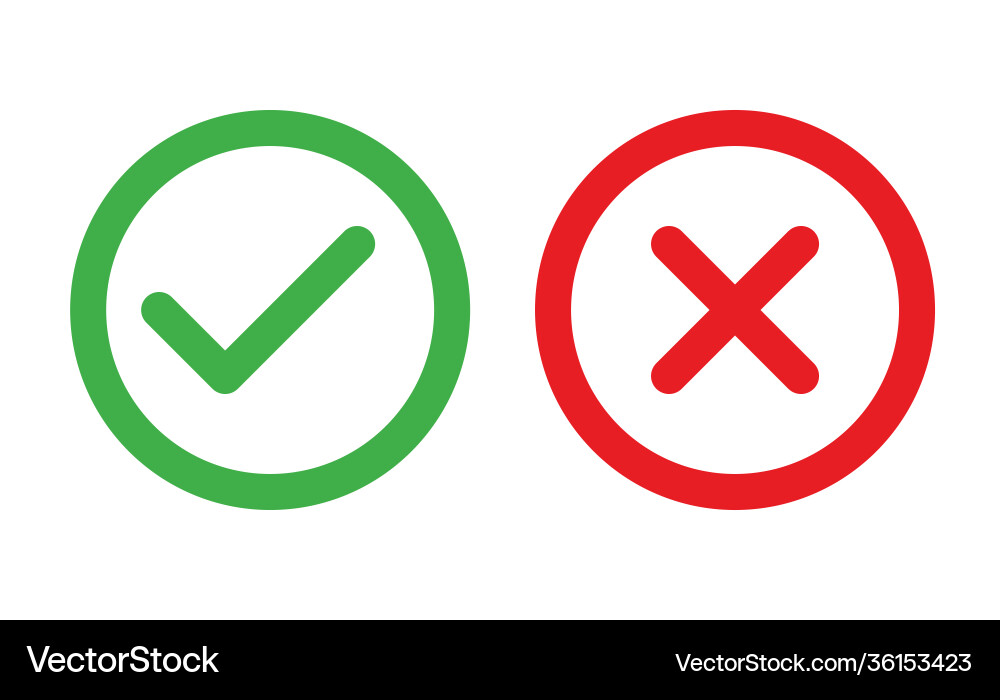 Checkmark and X Symbol Royalty Free Vector Image