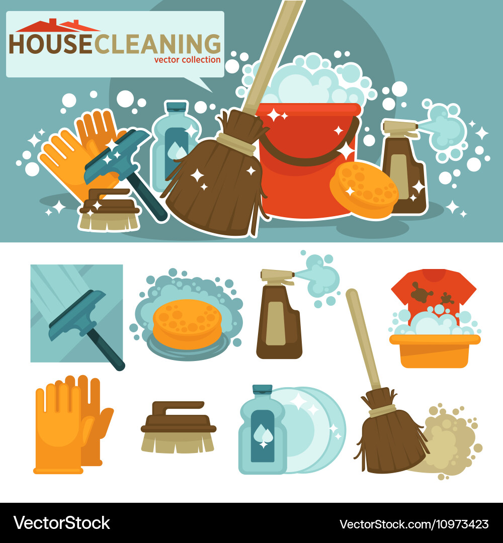 Cleaning Supplies & Symbols Royalty Free Vector Image