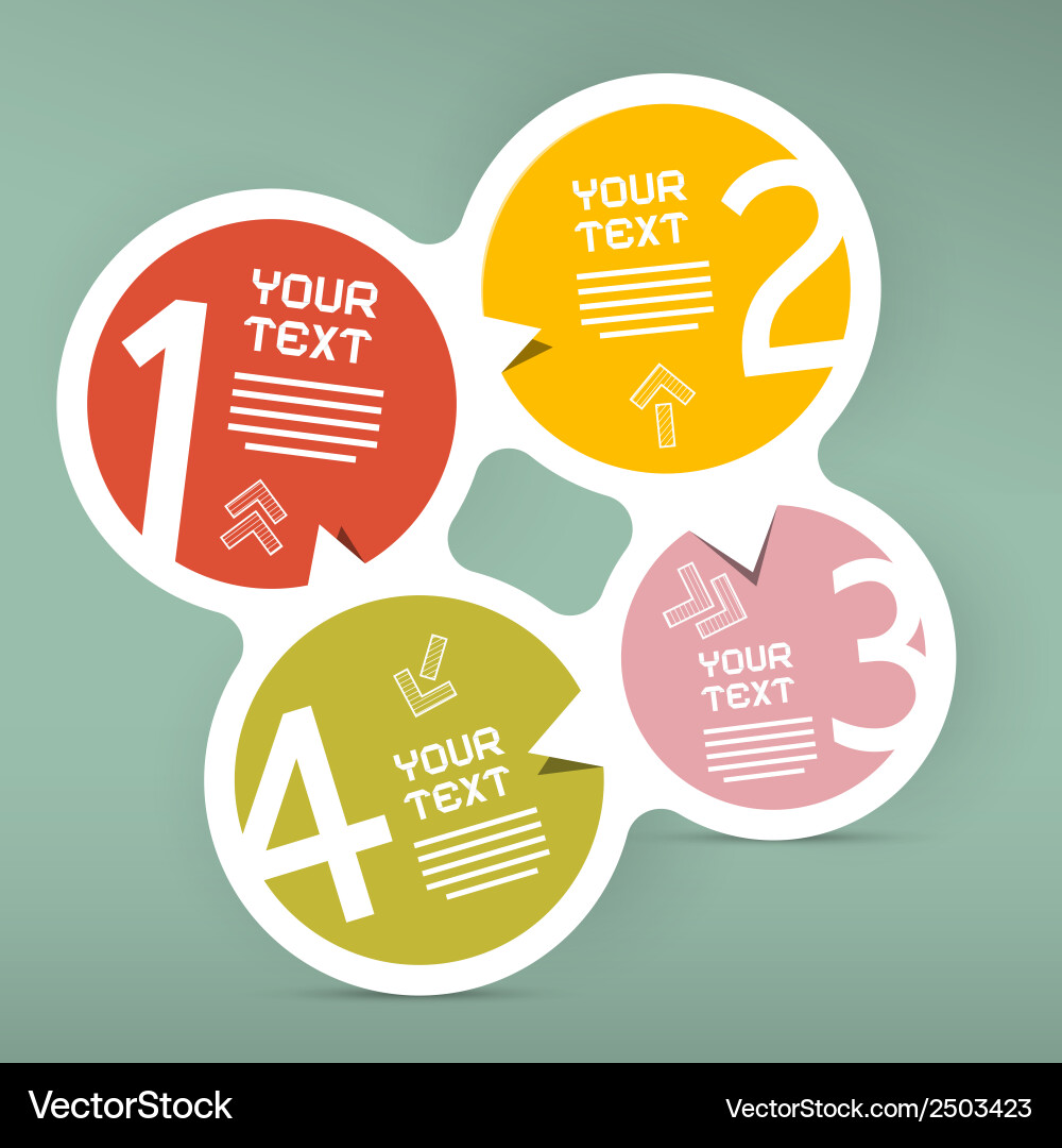 Four steps circle paper infographic template Vector Image