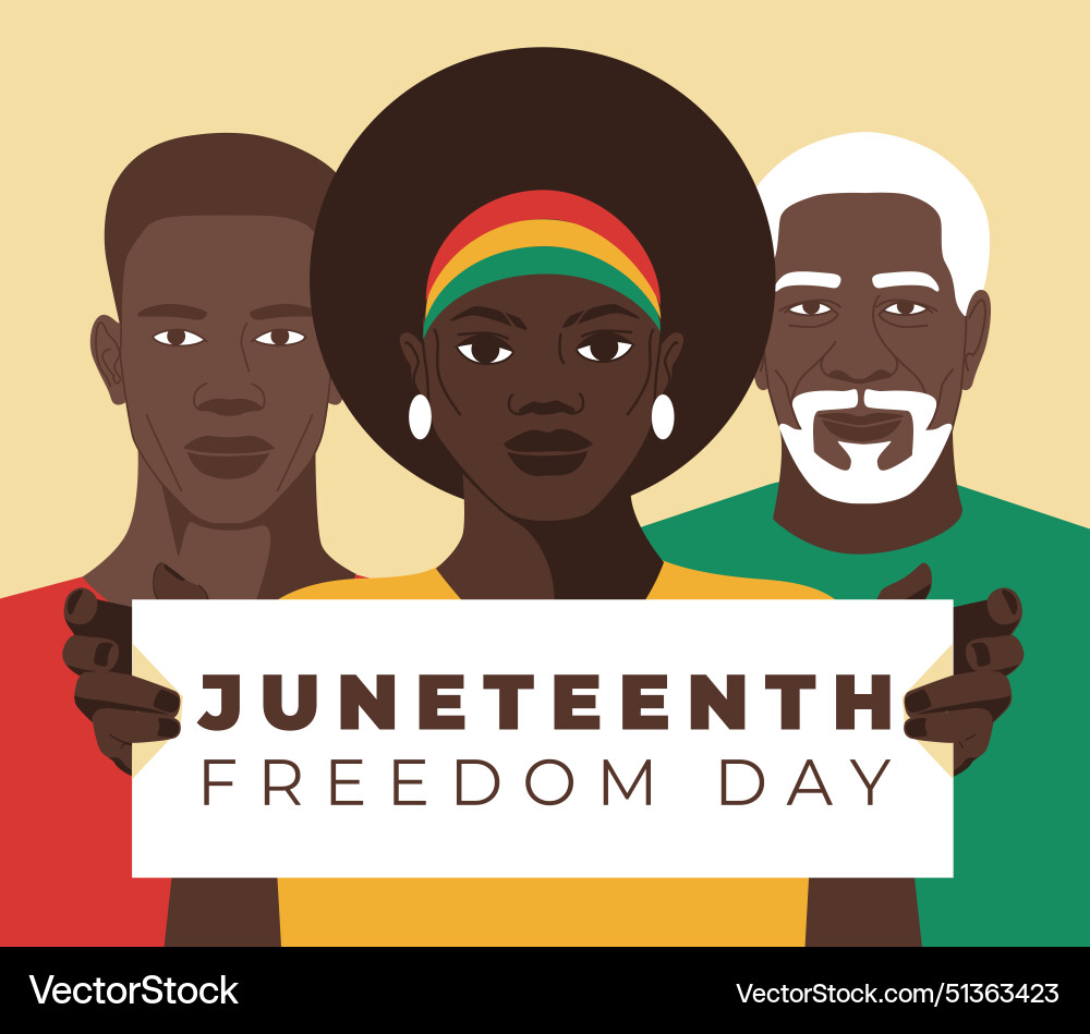 Juneteenth card design three different african Vector Image