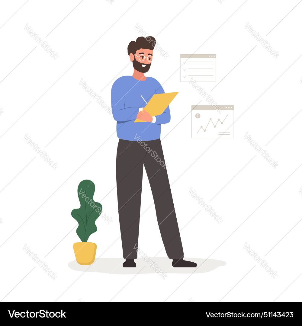 Male entrepreneur successful man standing Vector Image