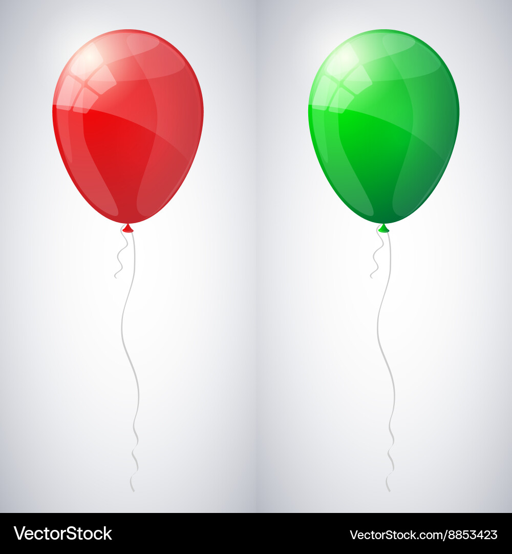 Red and green shiny glossy balloons Royalty Free Vector