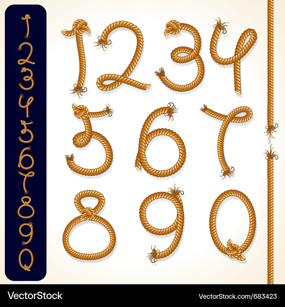 Rope numbers Royalty Free Vector Image - VectorStock