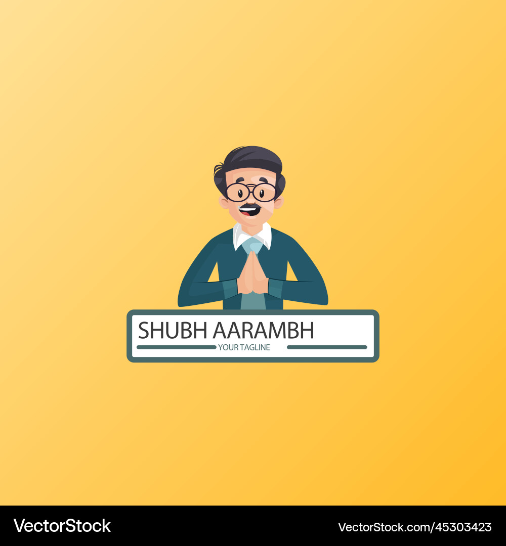 Shubh aarambh indian mascot logo Royalty Free Vector Image