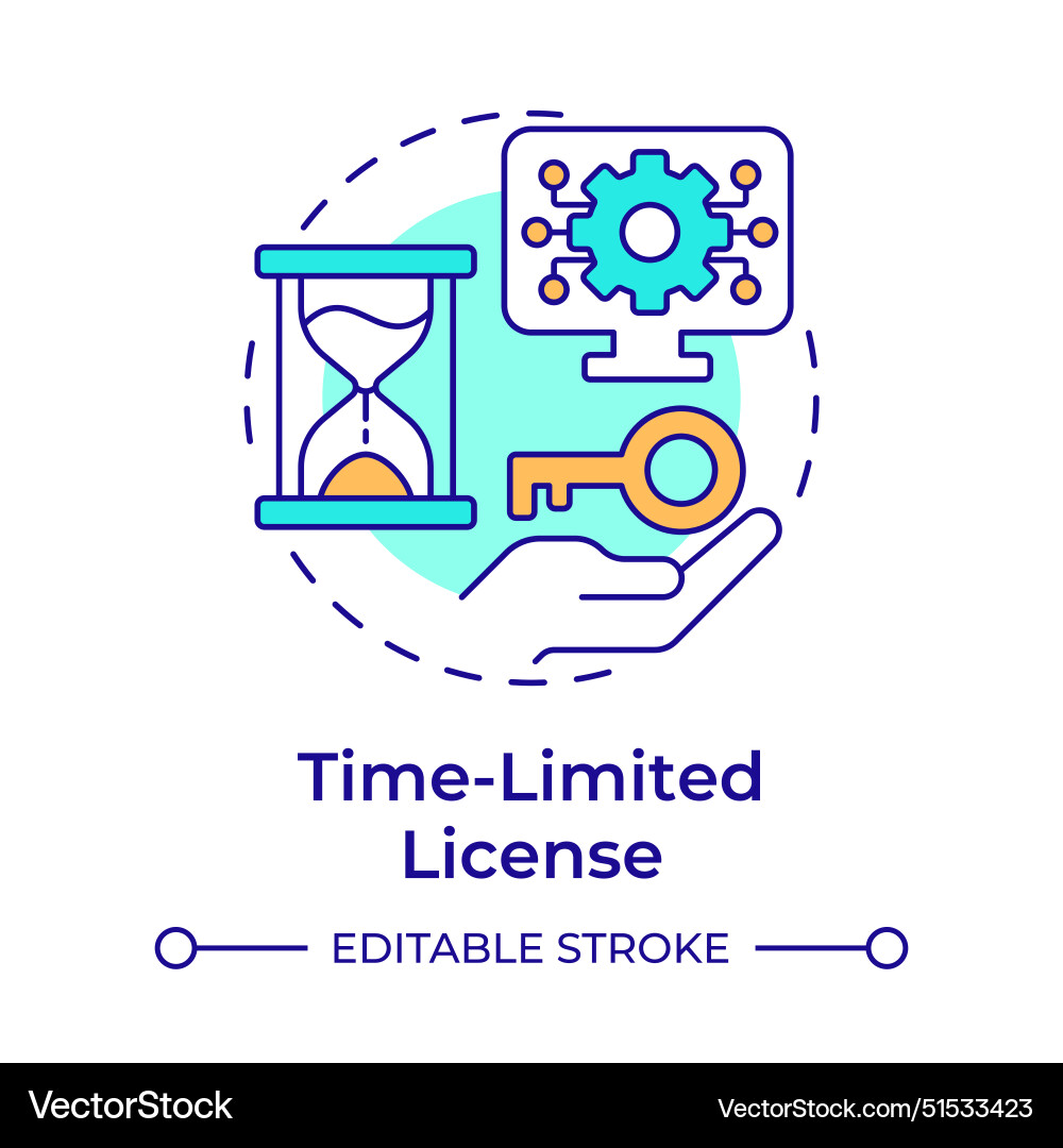 Time-limited license multi color concept icon Vector Image