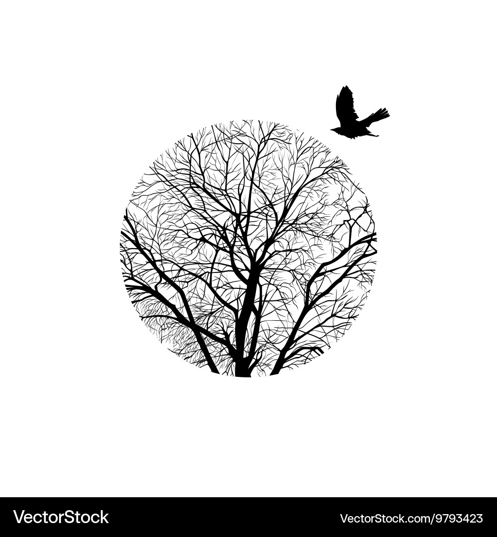 Winter tree in a circle Royalty Free Vector Image