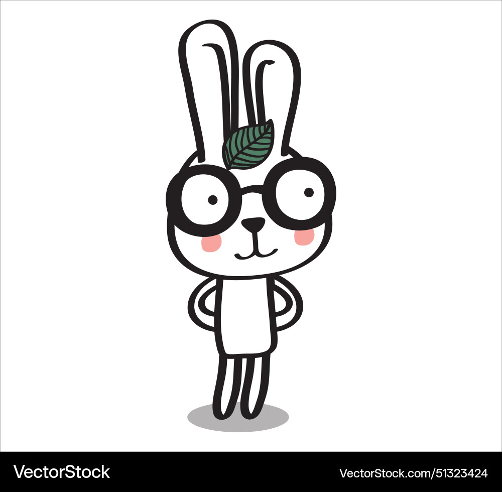 Cute easter white bunny rabbit cartoon collection Vector Image