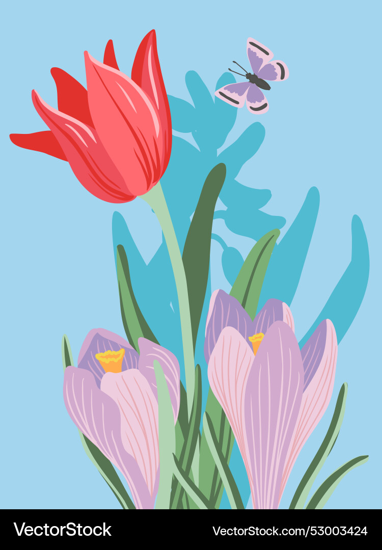 Drawing spring flowers Royalty Free Vector Image