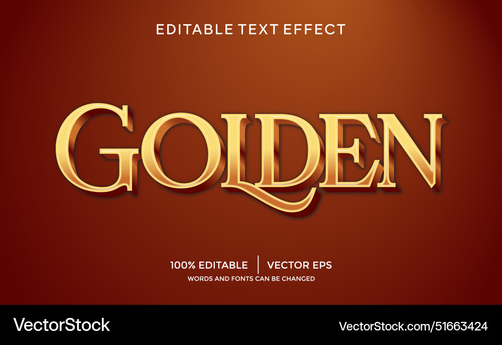 Editable gold text effect with modern style 3d Vector Image