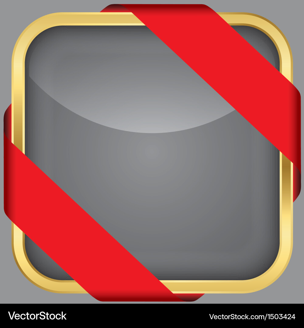 Golden blank app icon with red ribbon Royalty Free Vector