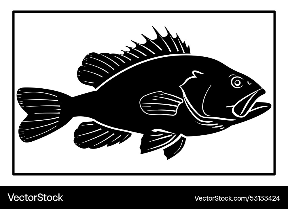 Grouper fish logo template silhouette Royalty Free Vector