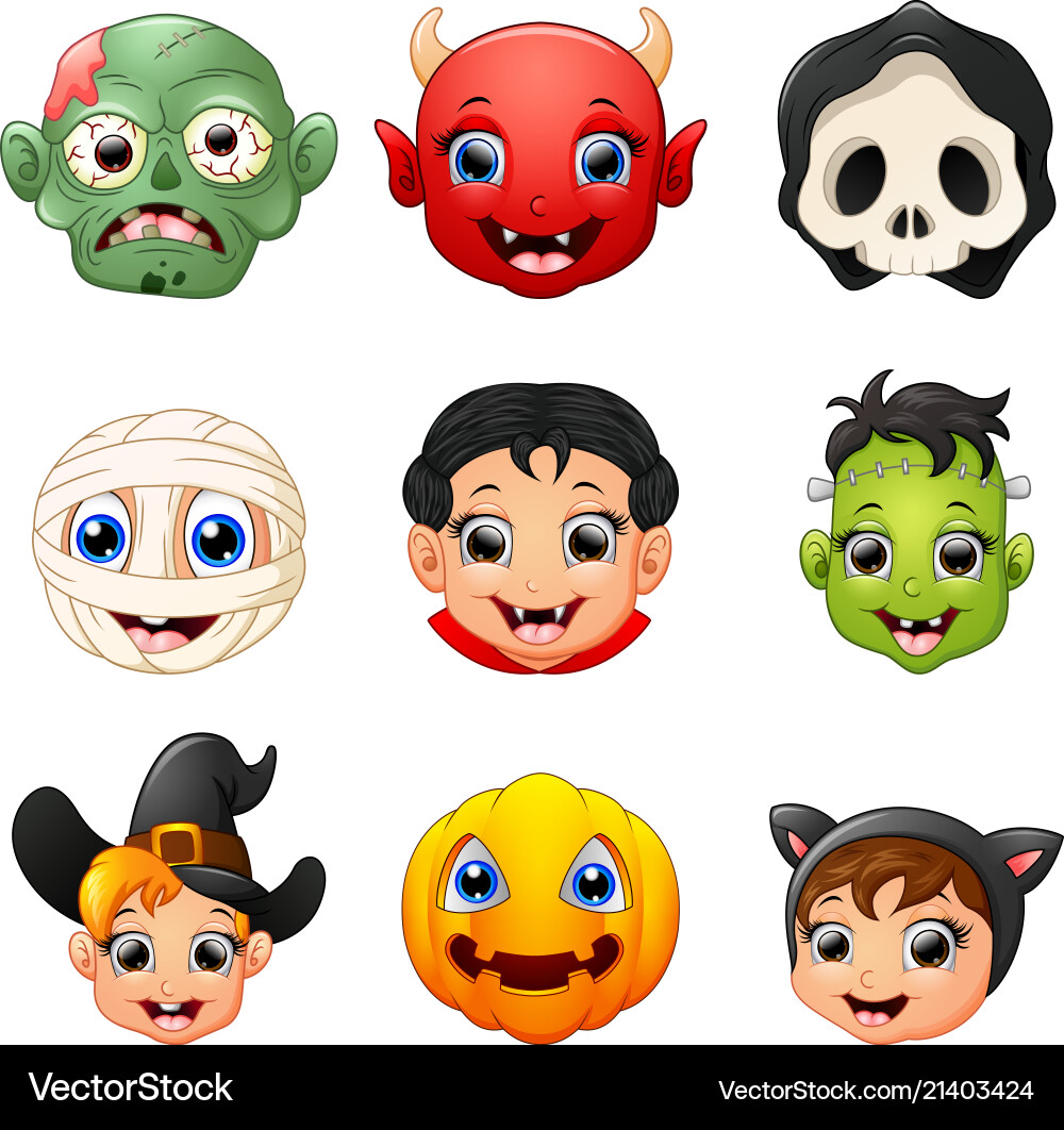 Halloween Character Faces Royalty Free Vector Image
