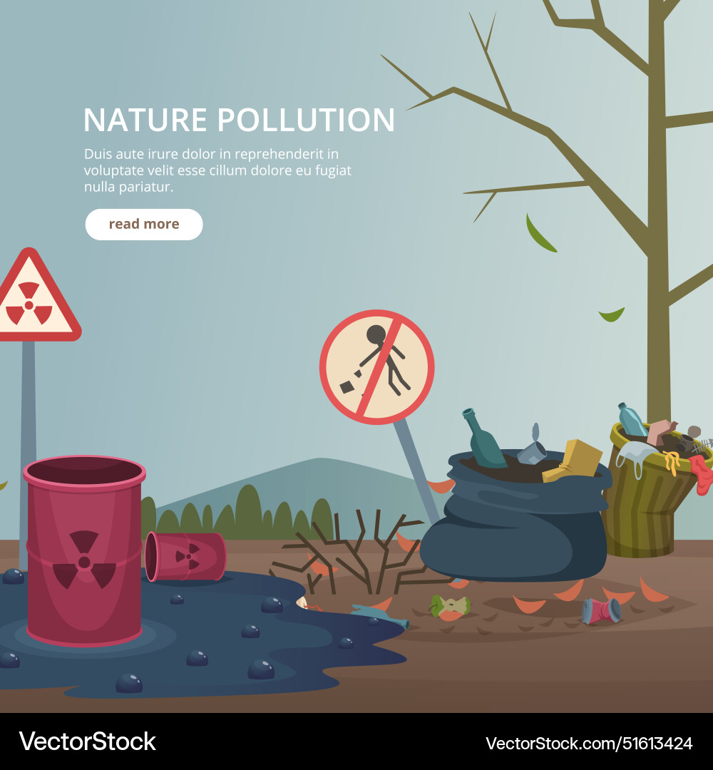 Nature pollution bad environment with trash Vector Image