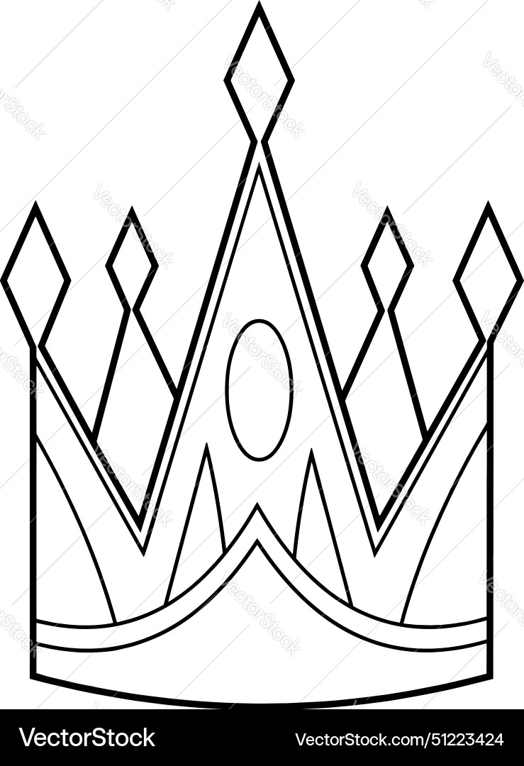 Outlined cartoon crown with diamond Royalty Free Vector