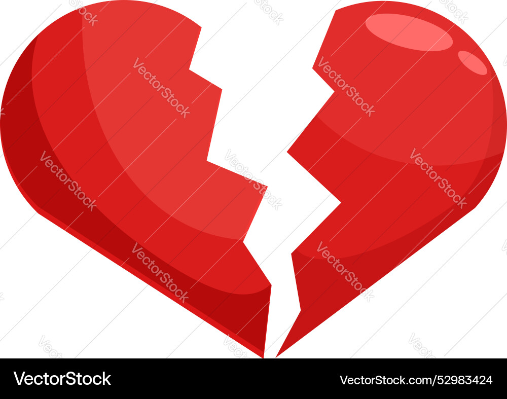 Red broken heart representing sadness Royalty Free Vector