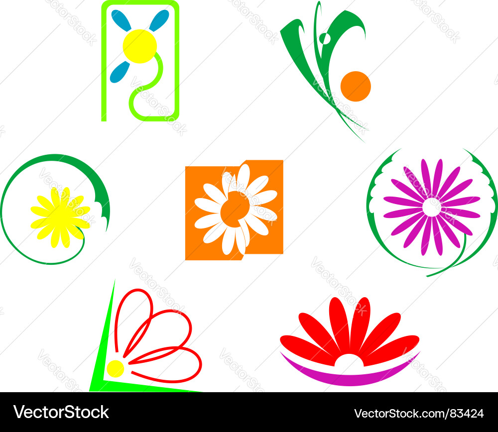 Set of flowers icons Royalty Free Vector Image