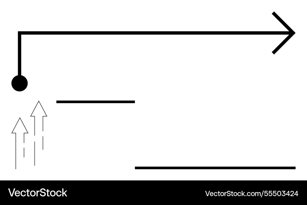 Simplified progress path with rising arrows and Vector Image