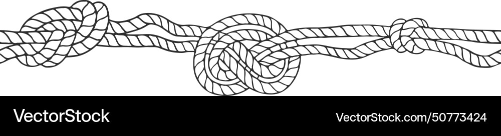 Tied rope knots horizontal border seamless Vector Image