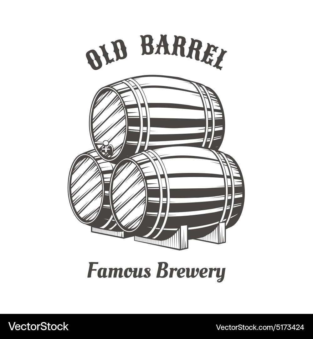 Wooden Beer Barrels Logo Royalty Free Vector Image