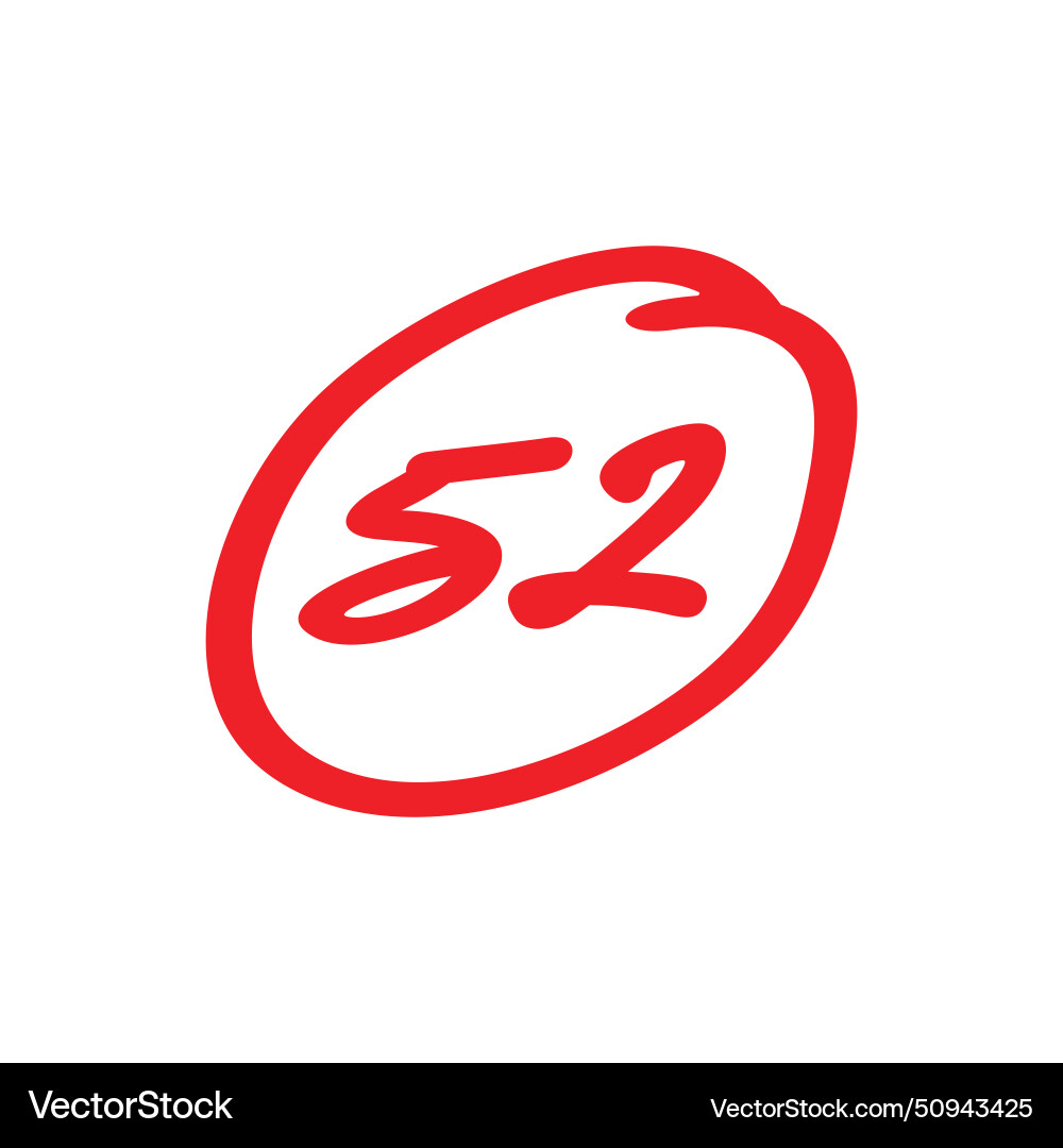 52 points exam score fifty two mark Royalty Free Vector