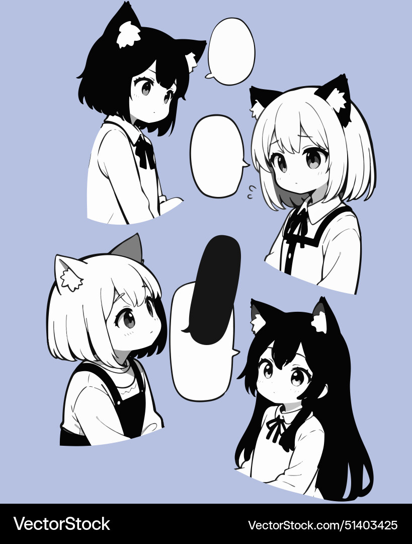 Anime girls conversation Royalty Free Vector Image