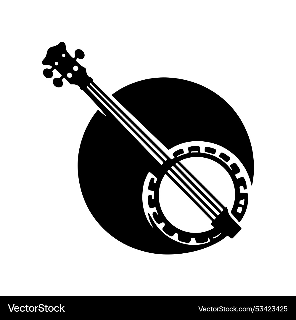Artistic minimal banjo silhouette Royalty Free Vector Image