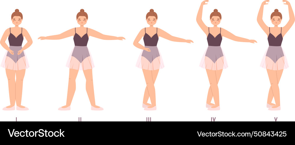 Basic ballet position young girl ballerina stand Vector Image