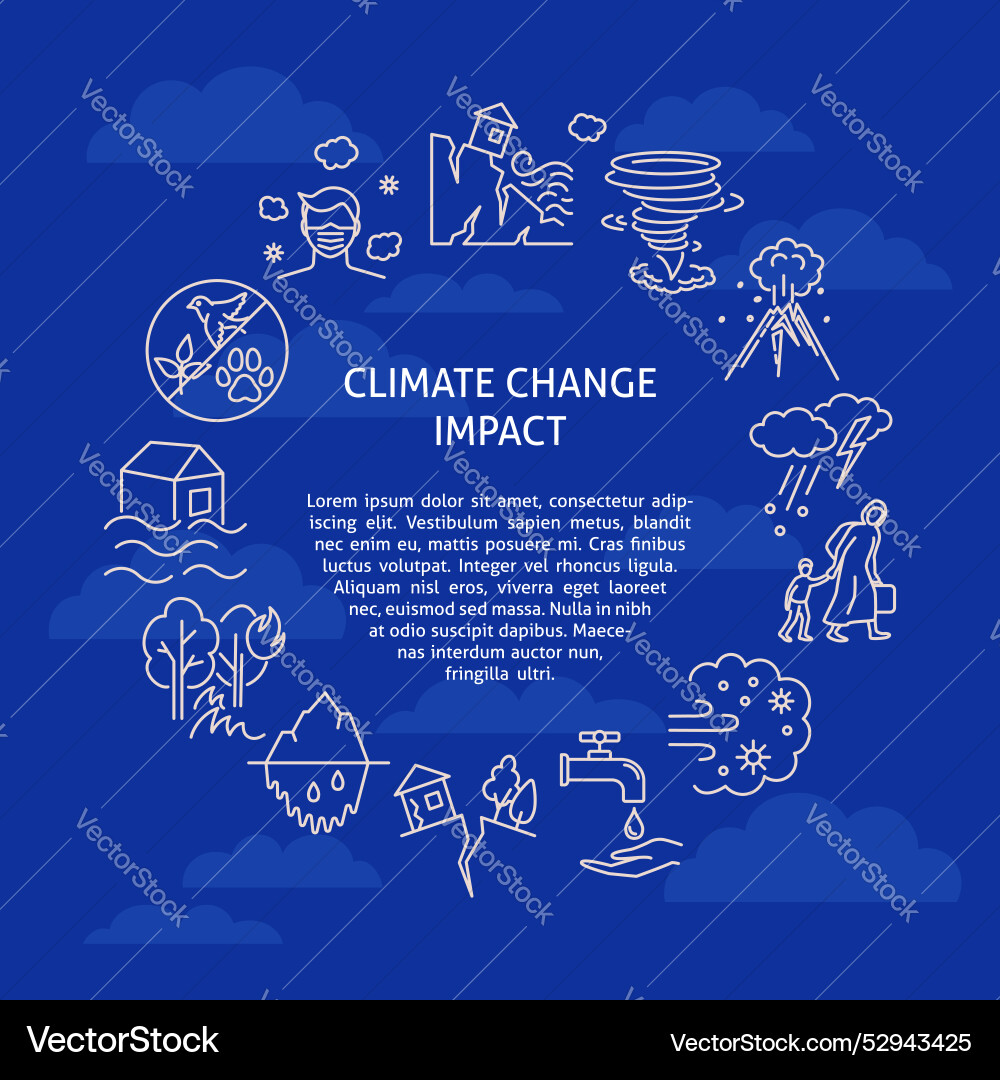 Climate change impact banner template Royalty Free Vector