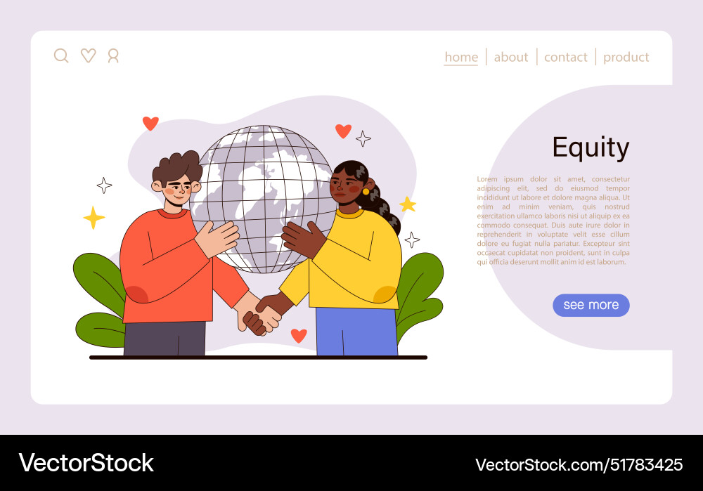 Equity concept global unity handshake Royalty Free Vector