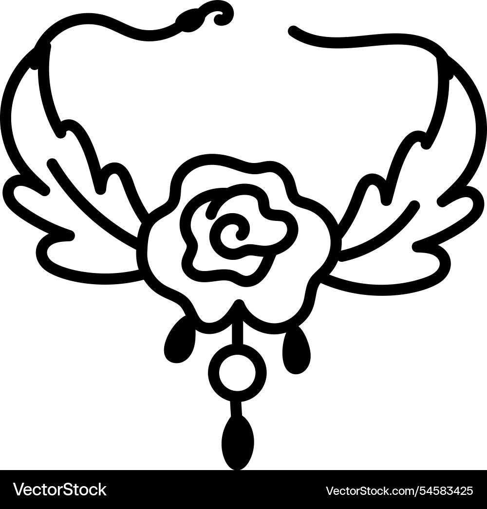 Gothic choker icon in hand draw style Royalty Free Vector