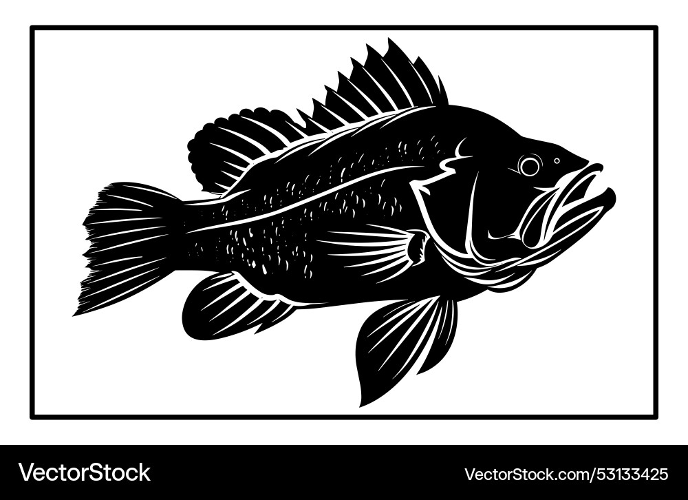 Grouper fish logo template silhouette Royalty Free Vector