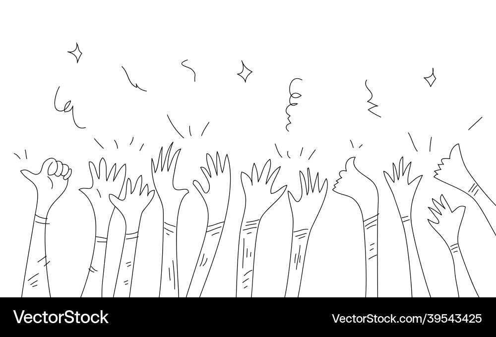 Hand drawn of hands clapping ovation applause Vector Image