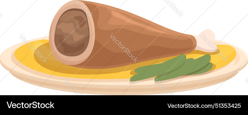 Lamb shank on plate with vegetables Royalty Free Vector