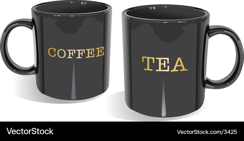 Matching Black Tea and Coffee Mugs Royalty Free Vector Image