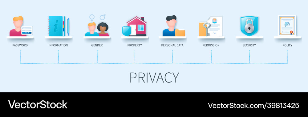 Privacy banner with icons password information Vector Image