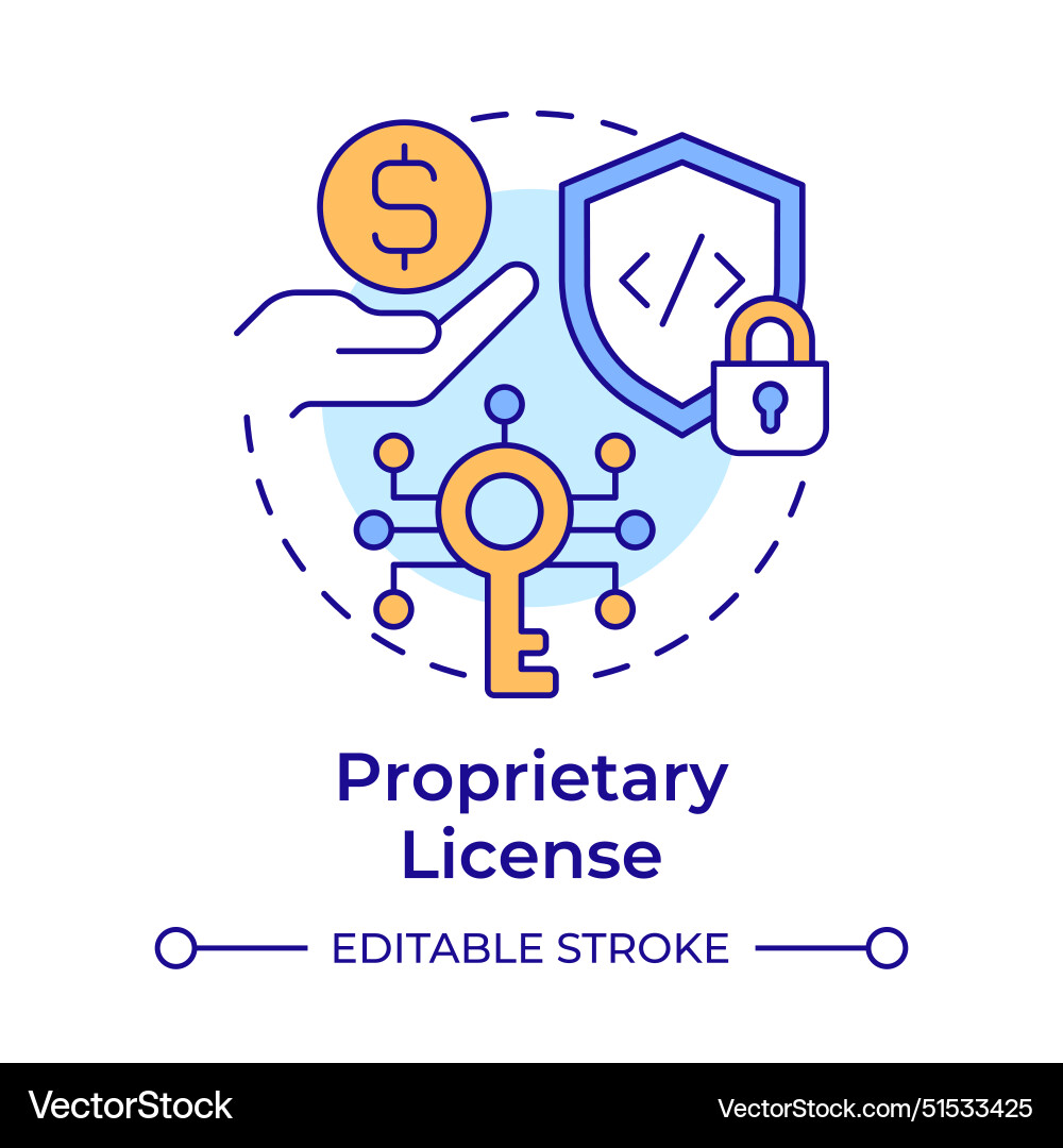 Proprietary license multi color concept icon Vector Image