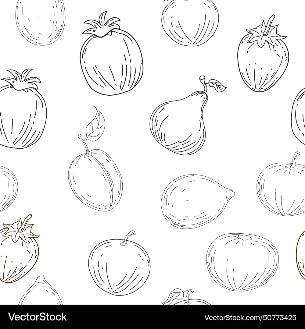 Seamless pattern hand drawing sketch fruits Vector Image