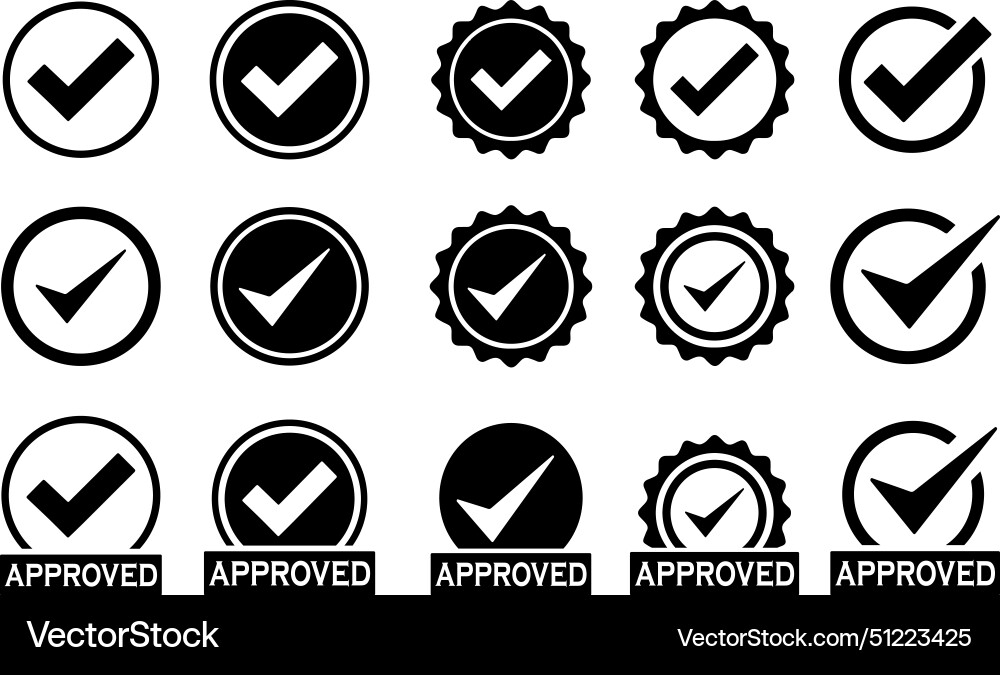 Set of approved icons Royalty Free Vector Image