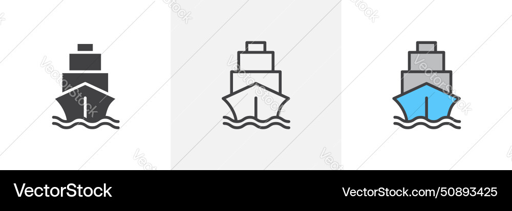 Ship icon set cruise cargo container symbol Vector Image